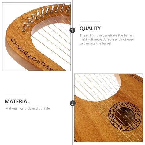 1 Set Lyre Harp Handheld Harp Wood Body 10 Metal S Grandado