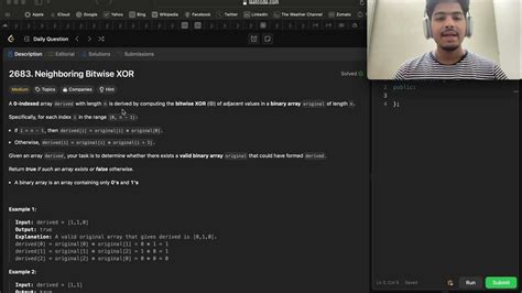 2683 Neighboring Bitwise Xorcppoptimaljava Youtube