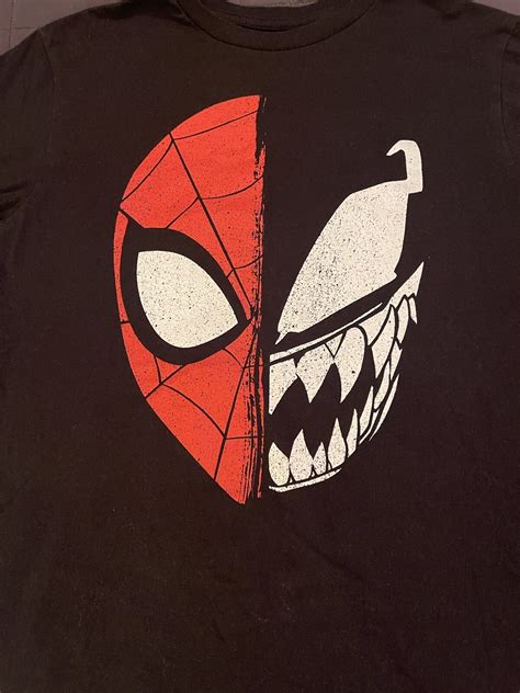 Marvel Big Youth Spider Man Venom Split Face Graphic Print T Shirt 2x
