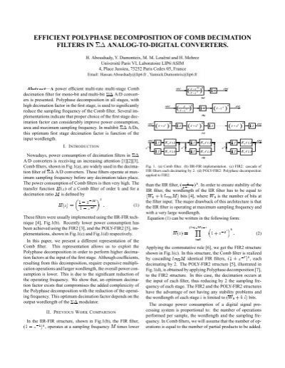 Efficient Polyphase Decomposition Of Comb Decimation Citeseerx