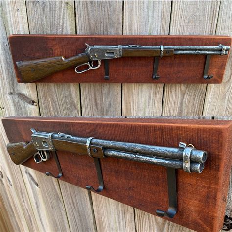 Rustic Farmhouse Reclaimed Wood Rifle Wall Rack Hanger Ranch Etsy