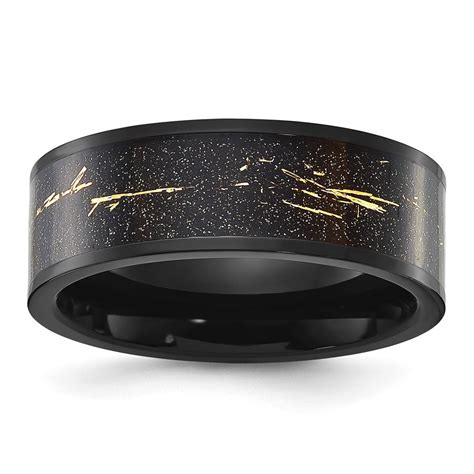 Chisel Stainless Steel Polished Black Ip Plated Black And Gold Foil