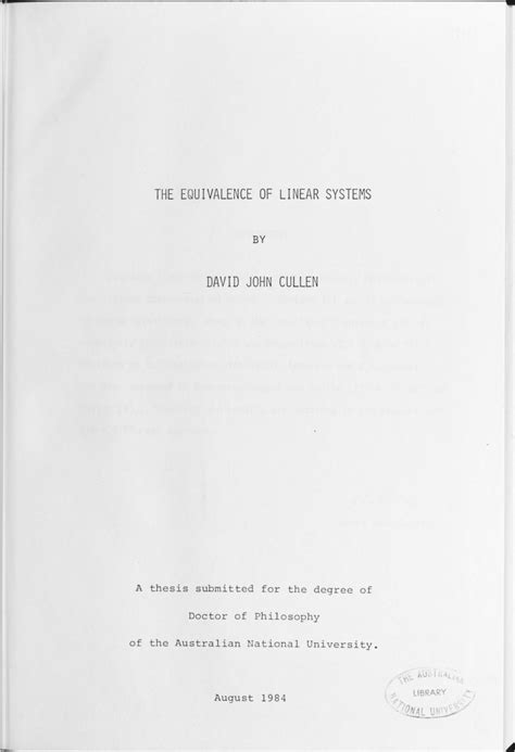 PDF The Equivalence Of Linear Systems