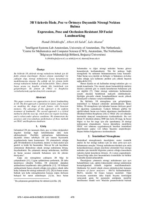 Pdf Expression Pose And Occlusion Resistant 3d Facial Landmarking 3b Yüzlerde İfade Poz