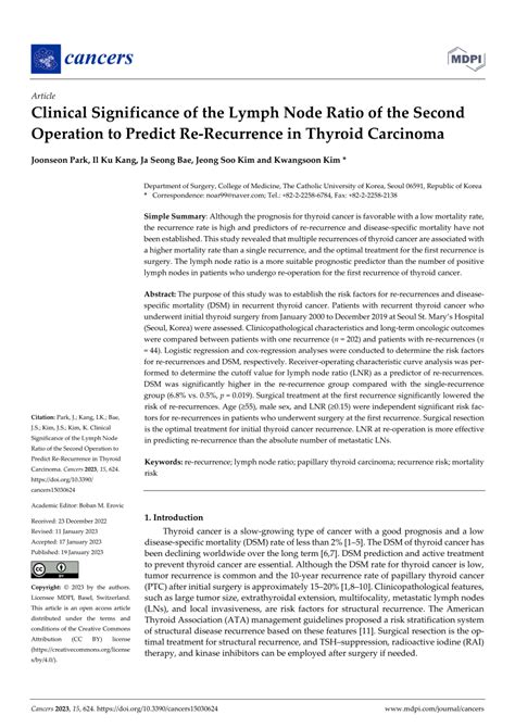 Pdf Clinical Significance Of The Lymph Node Ratio Of The Second Operation To Predict Re