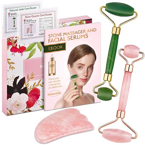Authentic Jade Roller Natural Rose Quartz Roller And Gua