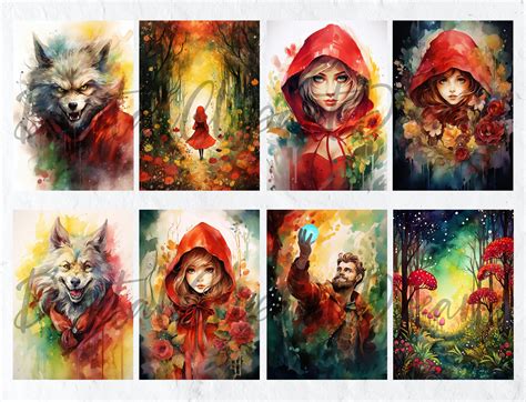 Little Red Riding Hood Junk Journal Pages Girl And Wolf Collage Sheets