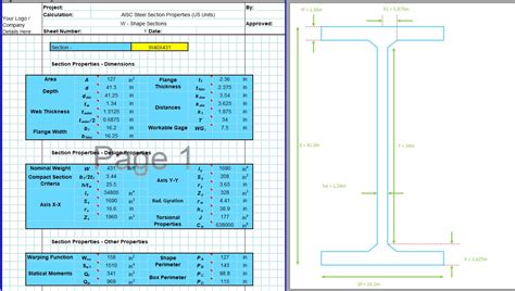 Aisc Steel Section Properties Spreadsheet W Civilweb Spreadsheets