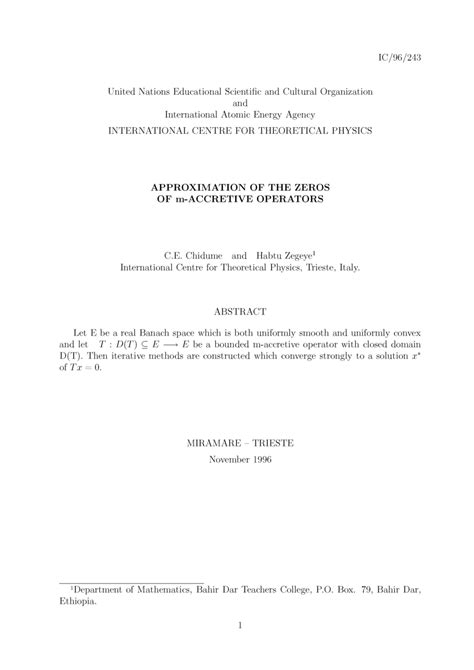 Pdf Approximation Of The Zeros Of Accretive Operators