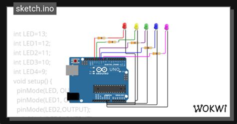 Juego De Luces 5 Wokwi Esp32 Stm32 Arduino Simulator