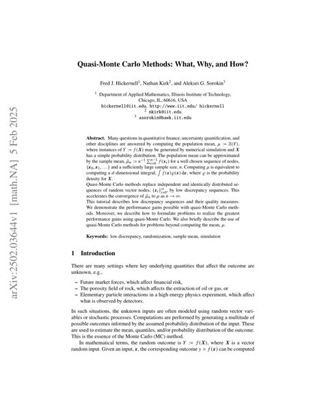 Pdf Quasi Monte Carlo Methods What Why And How