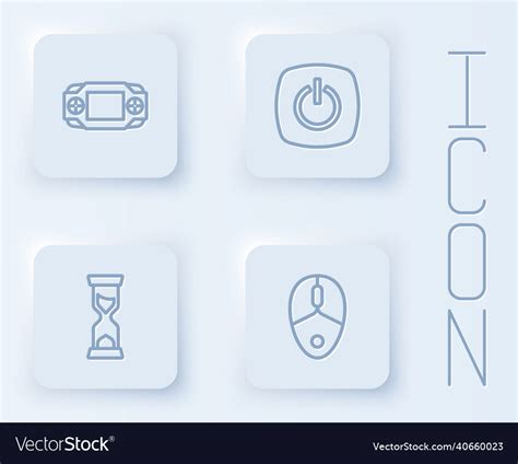 Set Line Portable Video Game Console Power Button Vector Image