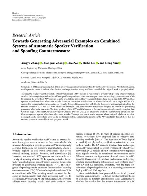 Pdf Towards Generating Adversarial Examples On Combined Systems Of Automatic Speaker