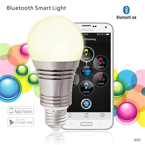 Bluetooth Smart LED Light Bulb Smartphone Controlled Dimmable Multicolored Color Changing Lights