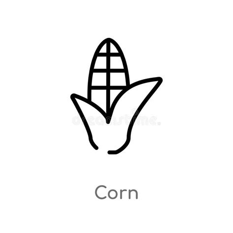 Outline Corn Vector Icon Isolated Black Simple Line Element