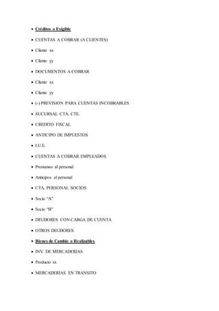 Plan De Cuentas De Una Empresa Comercial Docx