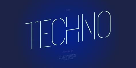 Vector Techno Font Line Minimal Style 7653793 Vector Art At Vecteezy