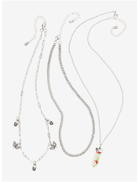 Skull Moth Crystal Necklace Set Hot Topic