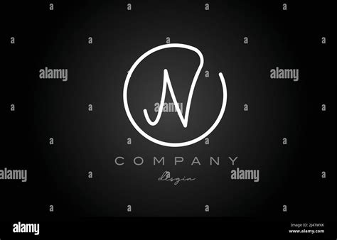 Black And White N Alphabet Letter Logo Icon Design Handwritten