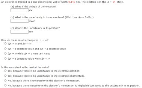 Solved An Electron Is Trapped In A One Dimensional Well Of