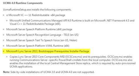 Lync Server 2013 Bootstrapper Prerequisites Installer Package