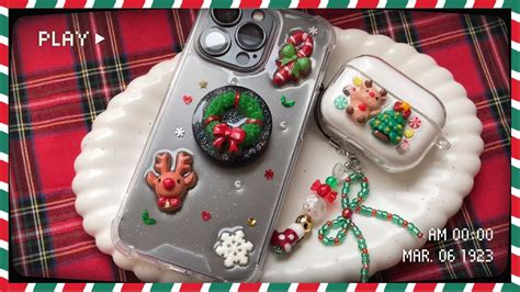🎄크리스마스 테마로 레진 폰케이스 레진 에어팟케이스와 비즈 핸드폰줄 만들기 🎁🎅🏻🧤☃️ Youtube