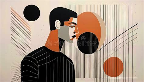 Minimalist Monochrome Line Art Geometric Shapes Intersecting In A Dance Of Lines Creating