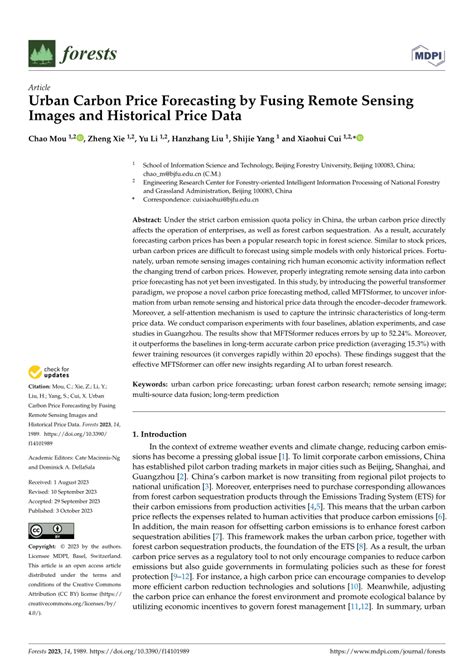 Pdf Urban Carbon Price Forecasting By Fusing Remote Sensing Images