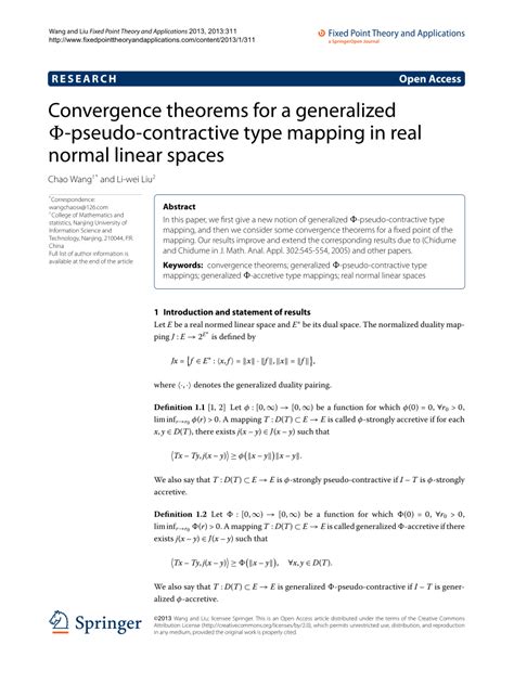 Pdf Convergence Theorems For A Generalized Φ Pseudo Contractive Type Mapping In Real Normal