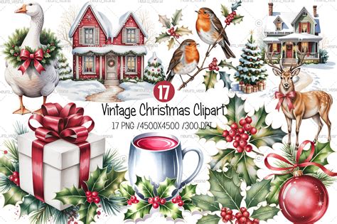 Vintage Old Christmas Clipart Graphic By Natacliparts · Creative Fabrica