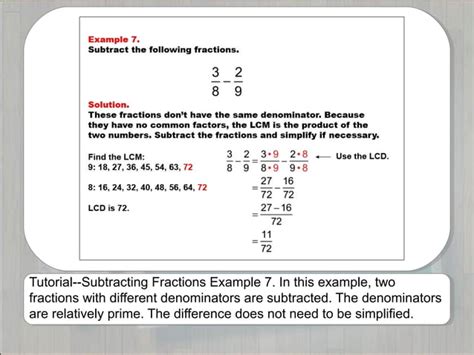 Tutorials Subtracting Fractions PPT
