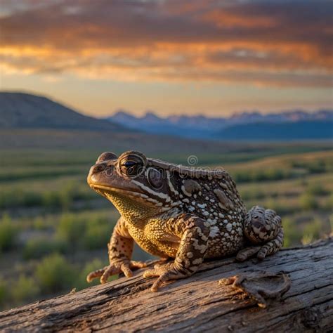 Wyoming Toad In Its Majestic Habitat At Sunset Stock Illustration