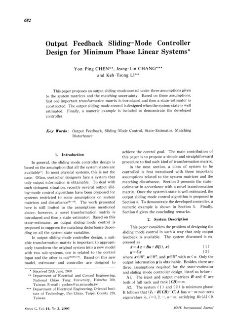 Pdf Output Feedback Sliding Mode Controller Design For Minimum Phase Linear Systems