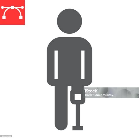 다리 보철 기형 글리프 아이콘 장애 및 인공 보철 사인 벡터 그래픽 편집 가능한 스트로크 솔리드 아이콘 Eps 10을 가진 사람 건강 진단에 대한 스톡 벡터 아트 및 기타