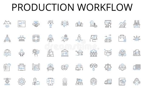 Production Workflow Line Icons Collection Hip Trendy Edgy Modern Chic Fashion Style