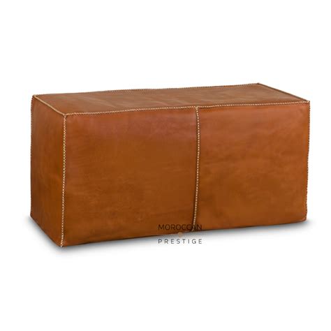 Leather Rectangular Pouf Tan My Store