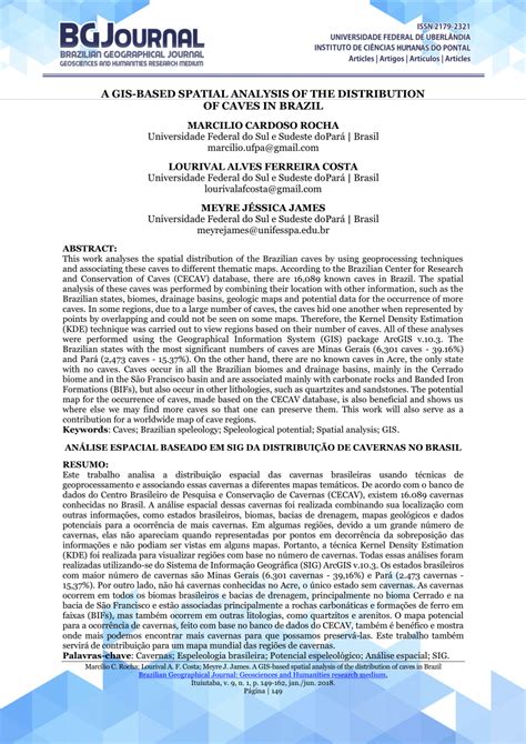 pdf a gis based spatial analysis of the distribution of caves in brazil