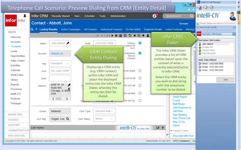 Feature Intelli Cti Preview Dialing In Infor Crm Web Client