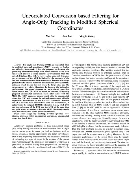 pdf uncorrelated conversion based filtering for angle only tracking