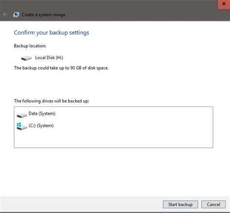 can t create a system image backup windows says not enough space r