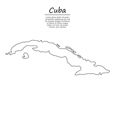 Simple Outline Map Of Cuba Silhouette In Sketch Line Style 21853911