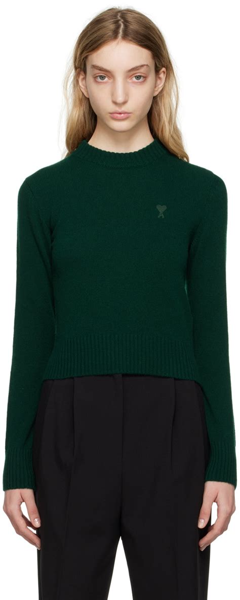 Ami Paris Ssense Exclusive Green Ami De Cœur Sweater Ami