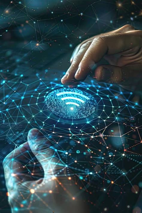 Hand Hovers Above Glowing Digital Representation Of A Wi Fi Signal