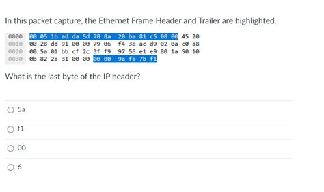 [solved] in this packet capture the ethernet frame heade