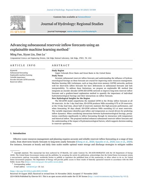 Pdf Advancing Subseasonal Reservoir Inflow Forecasts Using An