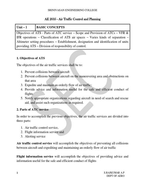 Atc Unit 1 Notes Download Free Pdf Visual Flight Rules Instrument Flight Rules