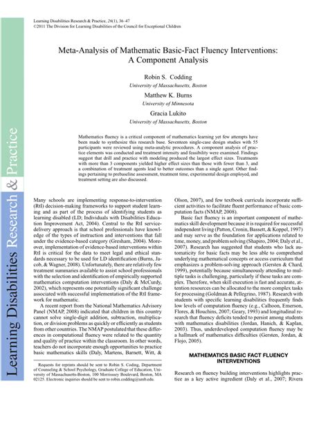 Pdf Meta‐analysis Of Mathematic Basic‐fact Fluency Interventions A