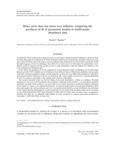 Pdf Many Zeros Does Not Mean Zero Inflation Comparing The Goodness Of Fit Of Parametric