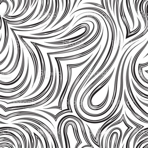 흰색 배경에 고립 된 루프와 모서리의 형태로 날카로운 끝과 부드러운 라인의 원활한 벡터 흑백 텍스처 의류 직물 또는 포장지에