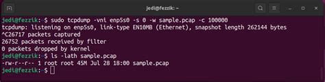 creating pcap files on linux with tcpdump
